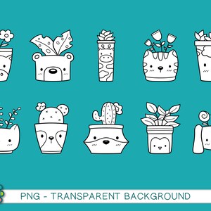 Animal Planters Digital Stamp Set / Animal Cute Plant Pots / Animals ...