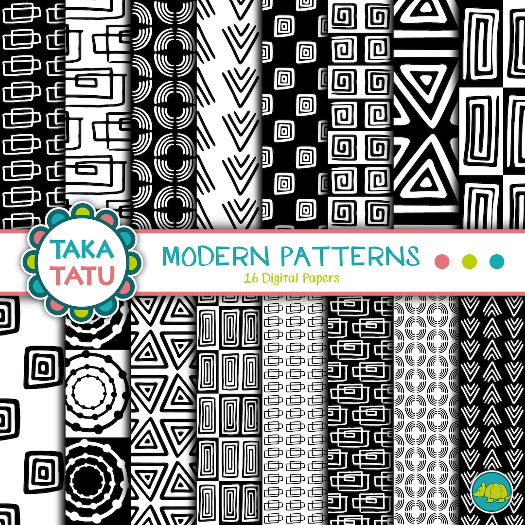 Modern Hand Drawn Printable Seamless Black and White Patterns / Modern ...