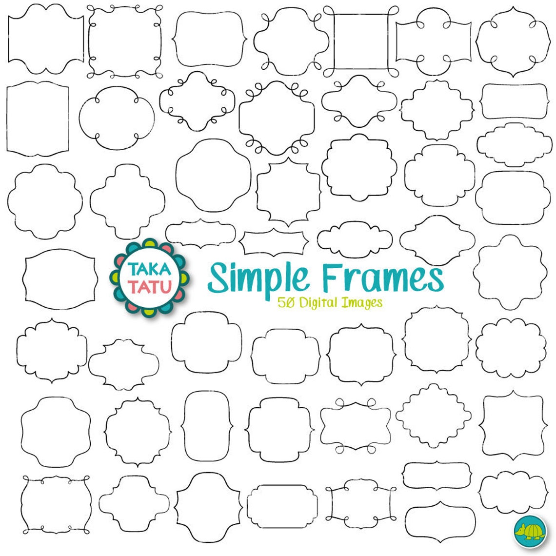Simple Frames Clipart Frames Digital Stamp / Label Clipart / | Etsy