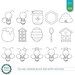 Honey Bee Digital Stamp Pack - Printable Clipart / Kawaii Bees Line Art ...