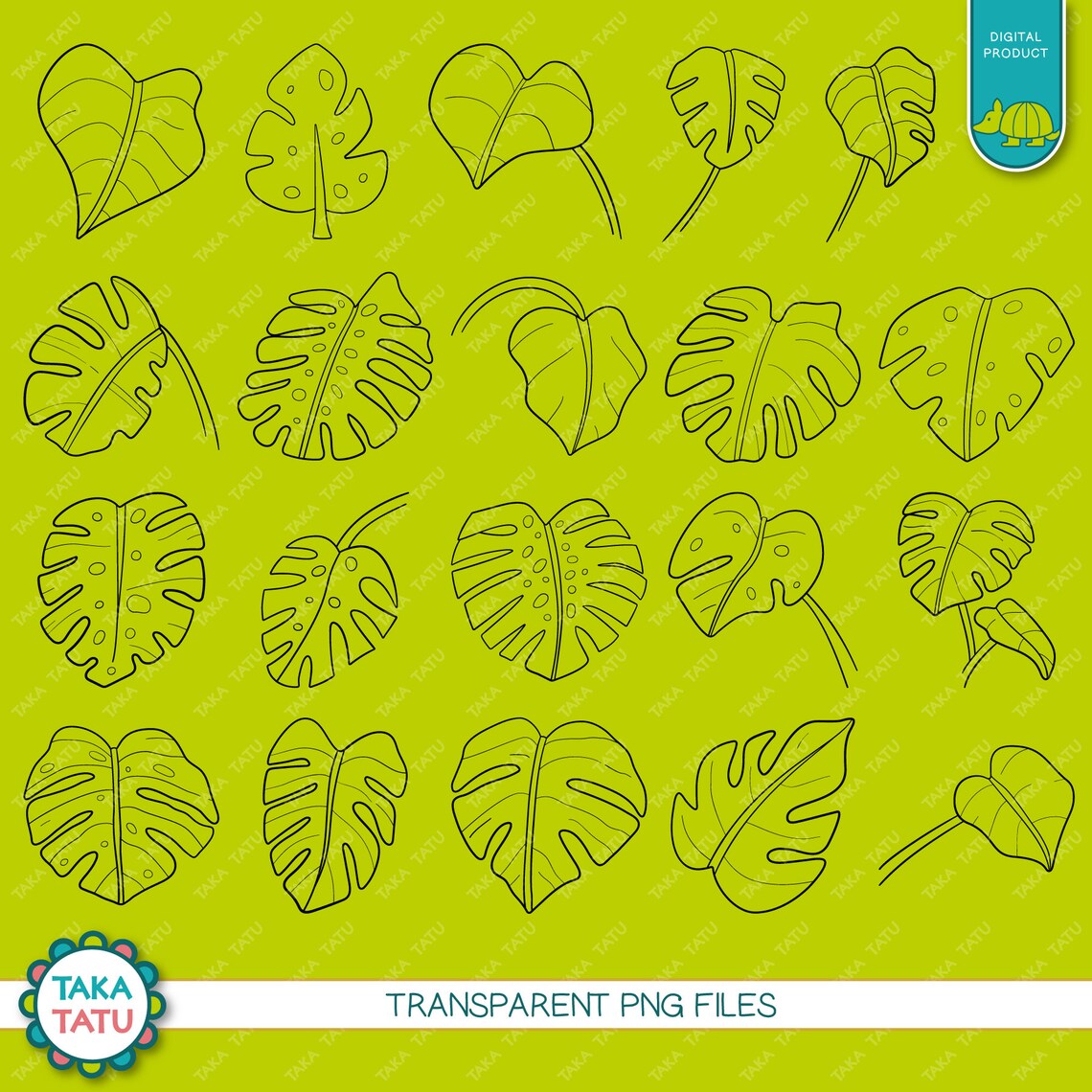 Monstera Leaves Clipart Tropical Leaves Digital Stamp / - Etsy