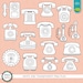 Vintage Telephone Digital Stamp Pack - Retro Telephone Clip Art / Old ...