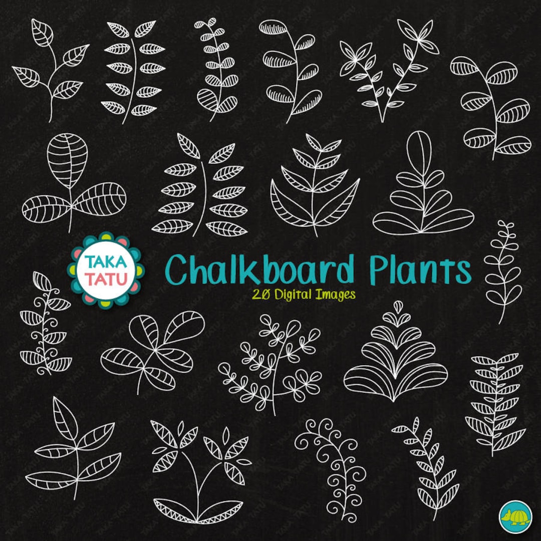 Chalkboard Plants Clipart - Chalk Plants / Chalkboard Botanical ...