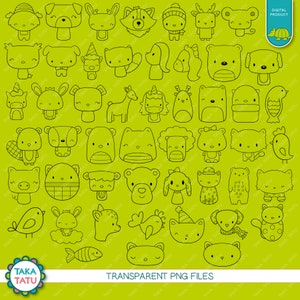 Cute Animals Clipart - Animal Doodles Digital Stamp / Cute Zoo ...