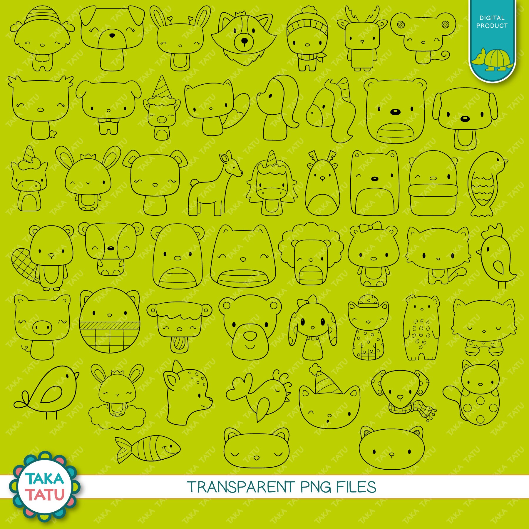 Cute Animals Clipart - Animal Doodles Digital Stamp / Cute Zoo ...