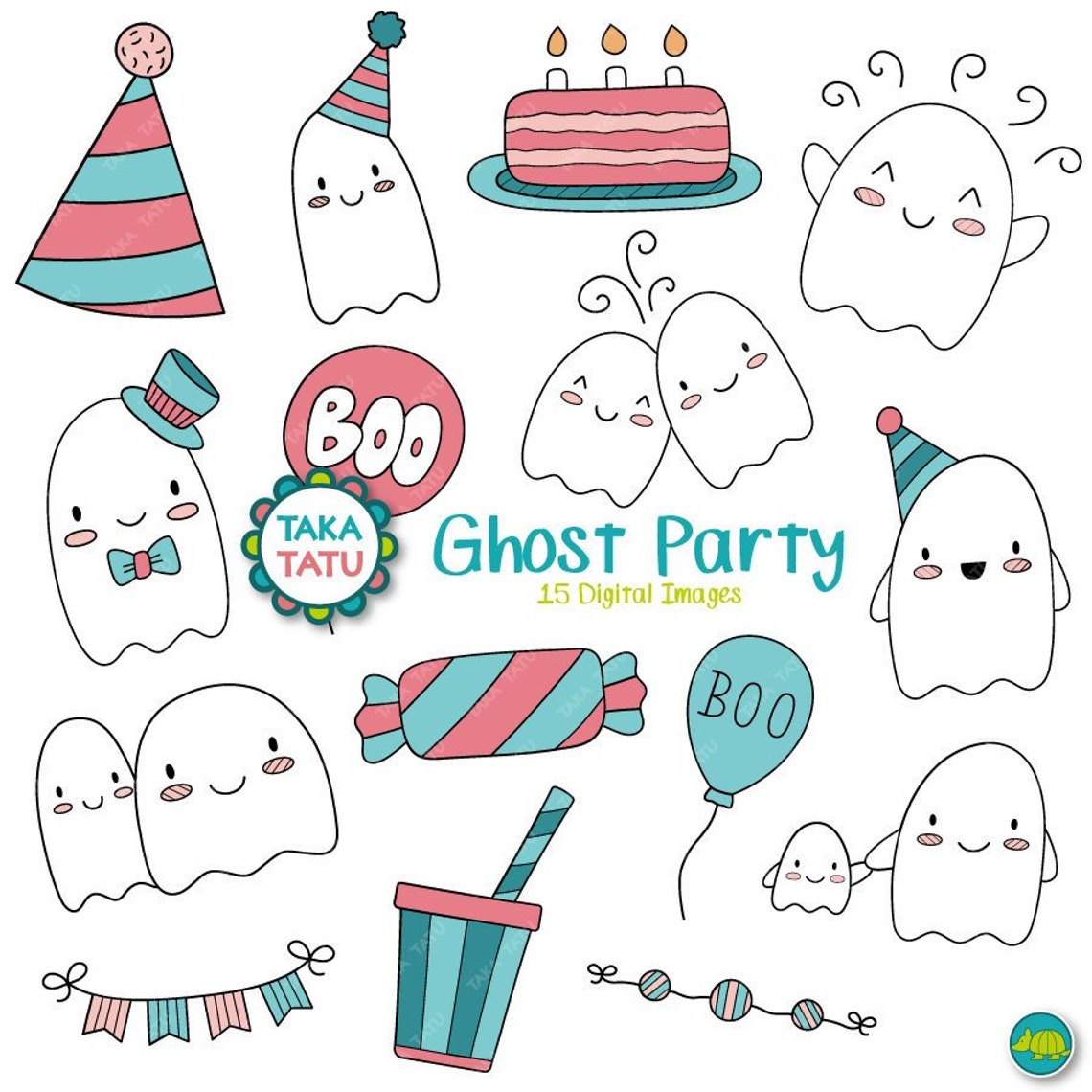 Ghost Party Clipart Cute Ghost Clipart / Ghost Doodles | Etsy