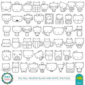 Cat Doodles Clipart - Digital Stamp for Cat Lovers / Cute Doodles ...