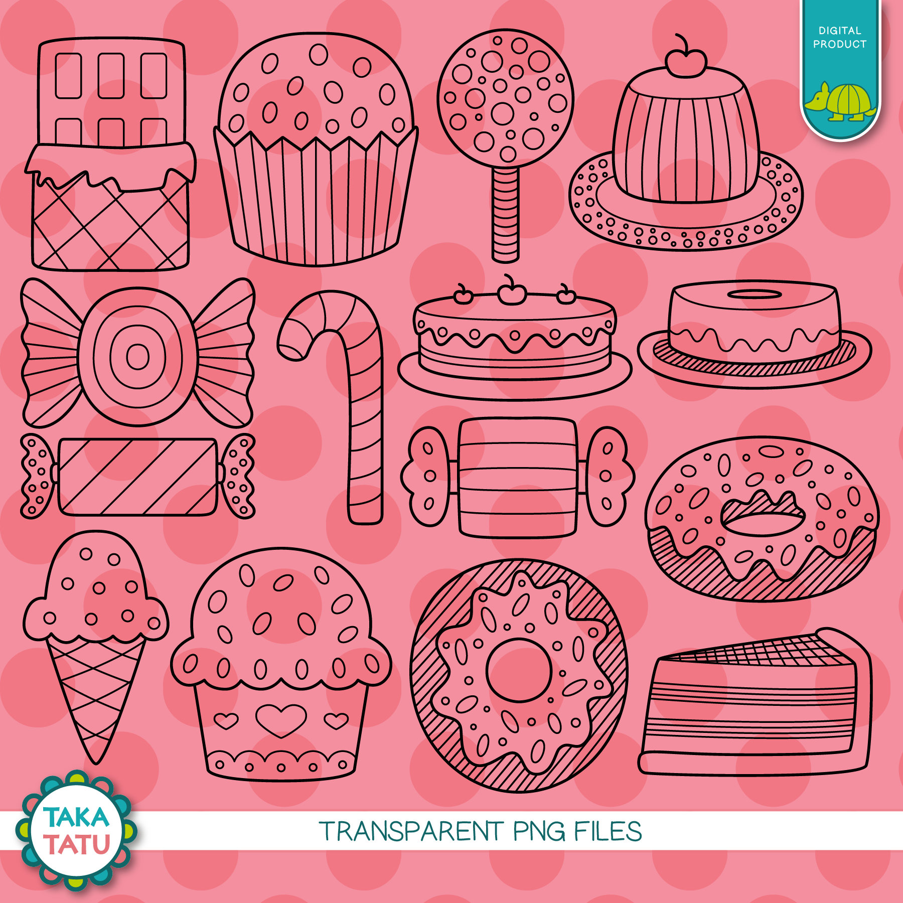 Sweet Doodles Digital Stamp Pack Candy Clip Art / Sweets | Etsy