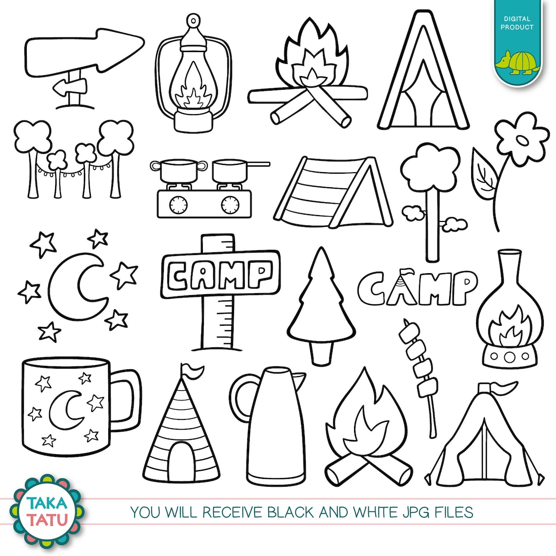 Camping Trip Digital Stamp Camping Clip Art / Camping - Etsy