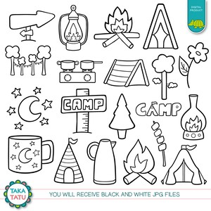 Camping Trip Digital Stamp - Camping Clip Art / Camping Doodles ...