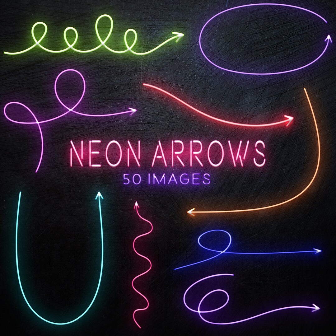 Neon Arrows Clipart - PNG Neon Images for Digital Scrapbooking / Neon ...
