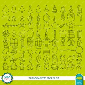 Christmas Doodles Clipart - - Black and White Christmas Line Art ...