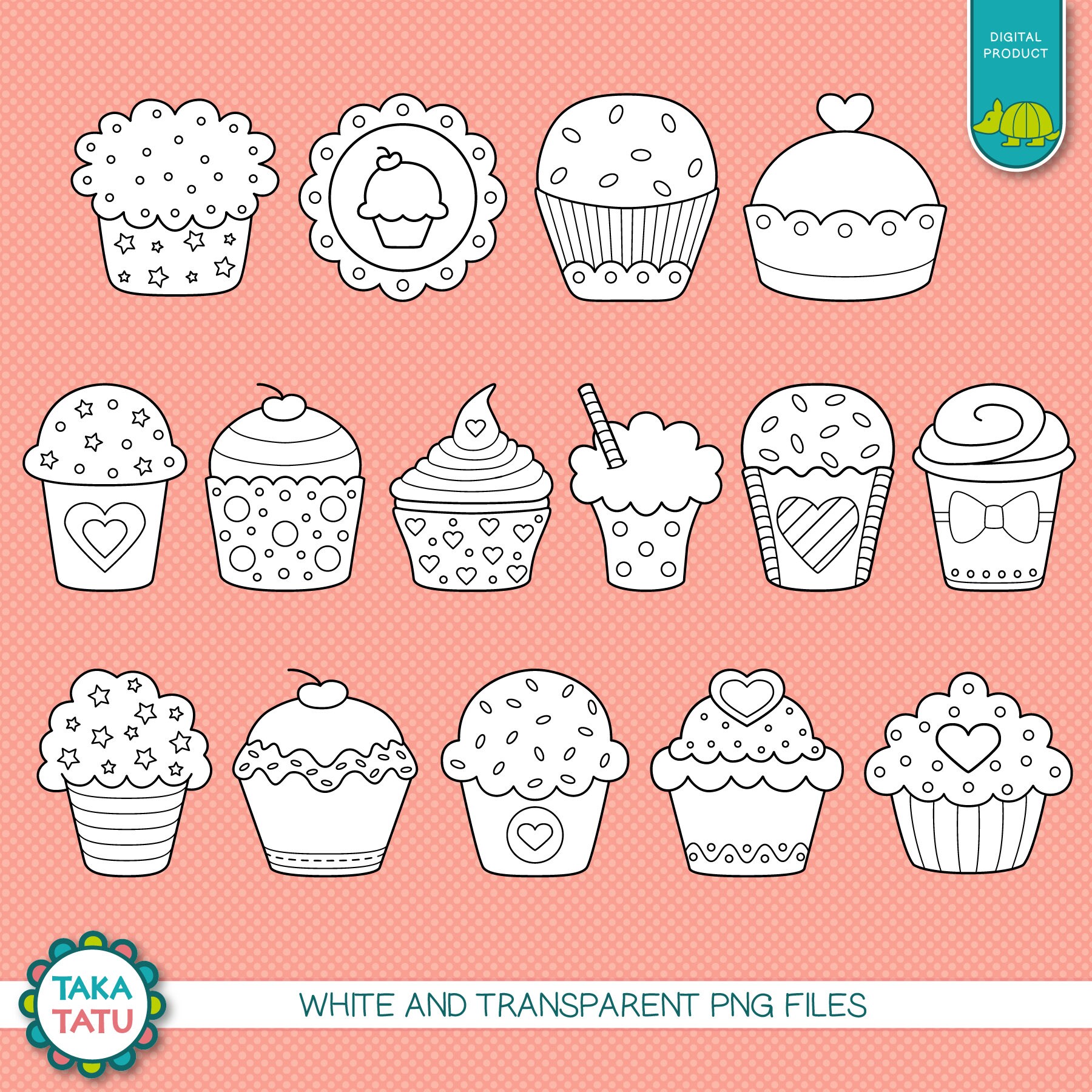 Cupcake Party Digital Stamp Pack Cupcake Clipart / Cupcake | Etsy