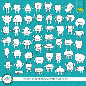 Cute Monsters Clipart - Black and White Clipart / Monster Doodles ...
