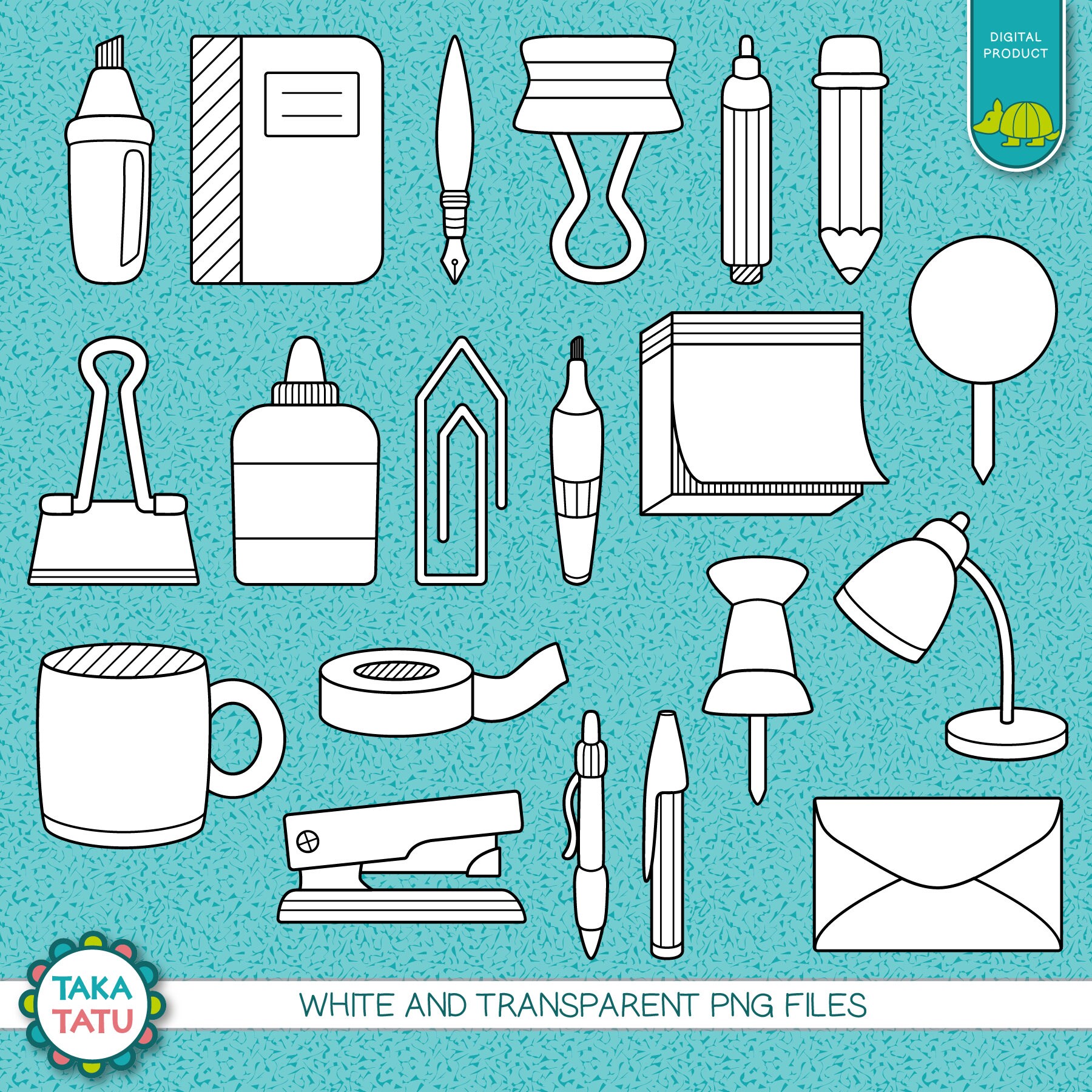 Office Supplies Digital Stamp Office Supplies Clipart / - Etsy