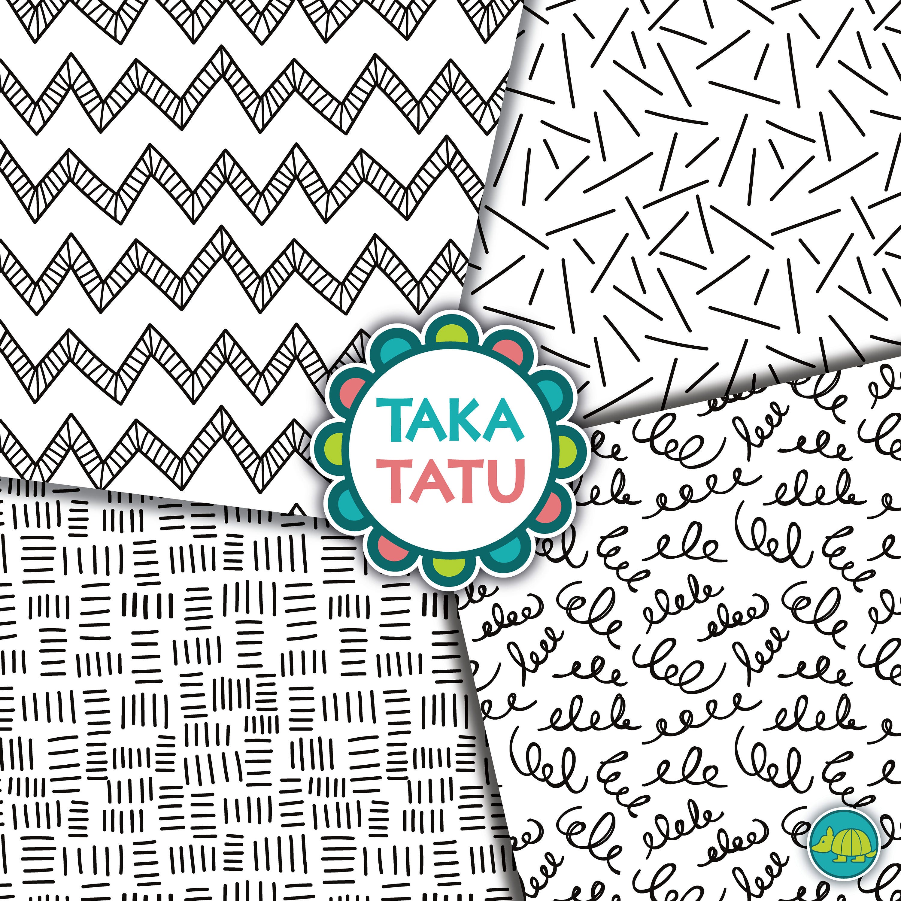 Hand Drawn Patterns Digital Paper Pack Doodle Patterns / - Etsy