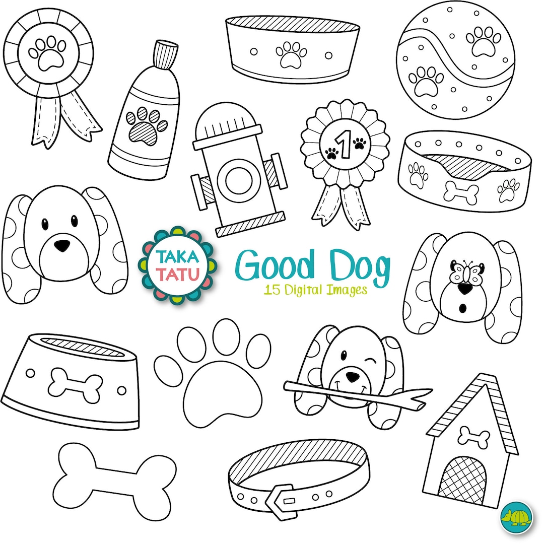 Good Dog Digital Stamp - Dog Clip Art / Dog Line Art / Pet Clip Art ...