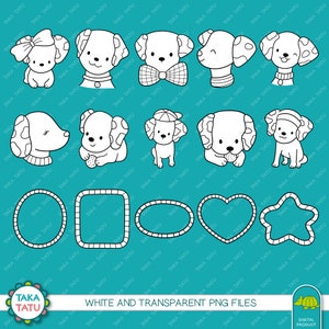 Happy Dogs Black and White Doodle Printable Digital Stamp for Kids and ...