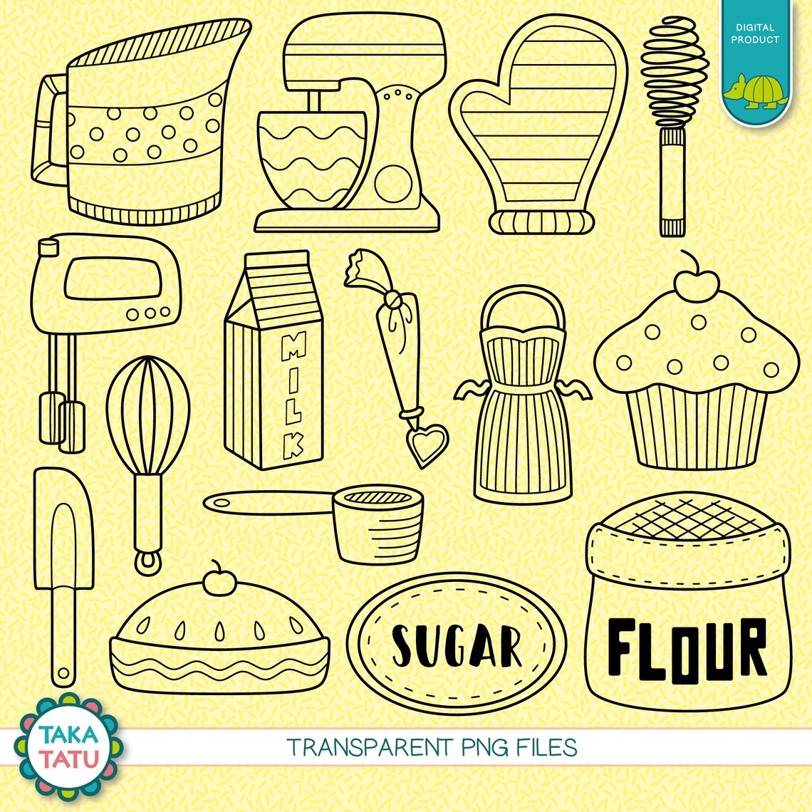 Baking Time Digital Stamp Pack - Baking Clipart / Baking Clip Art ...