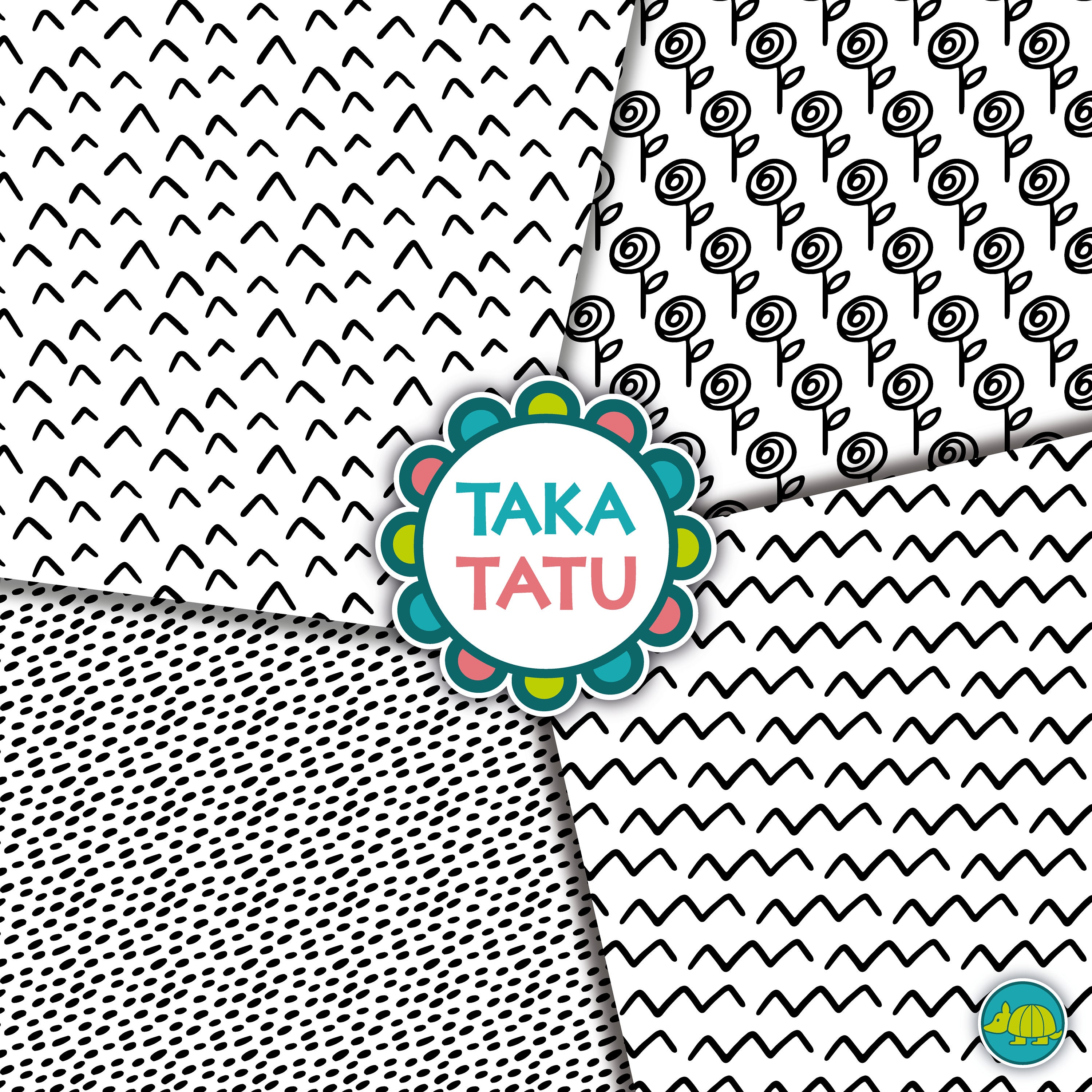 Minimalist Black and White Hand Drawn Printable Digital Paper Pack ...