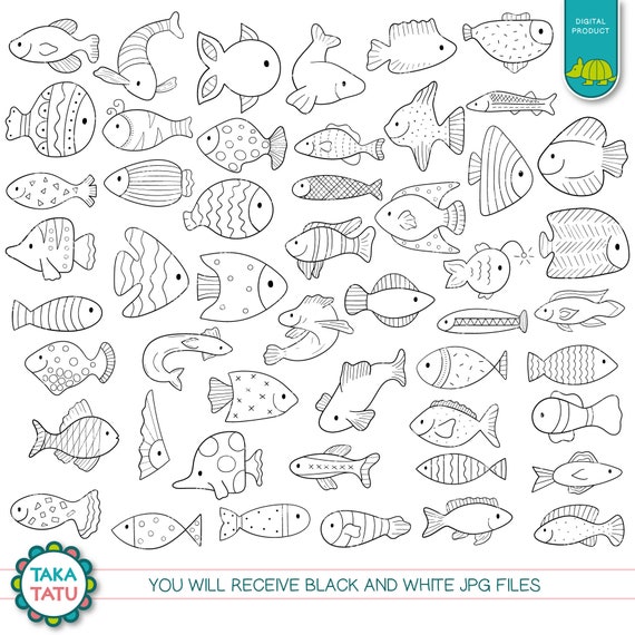 Poisson Contour Noir Et Blanc Poisson Vector Contour Model PNG