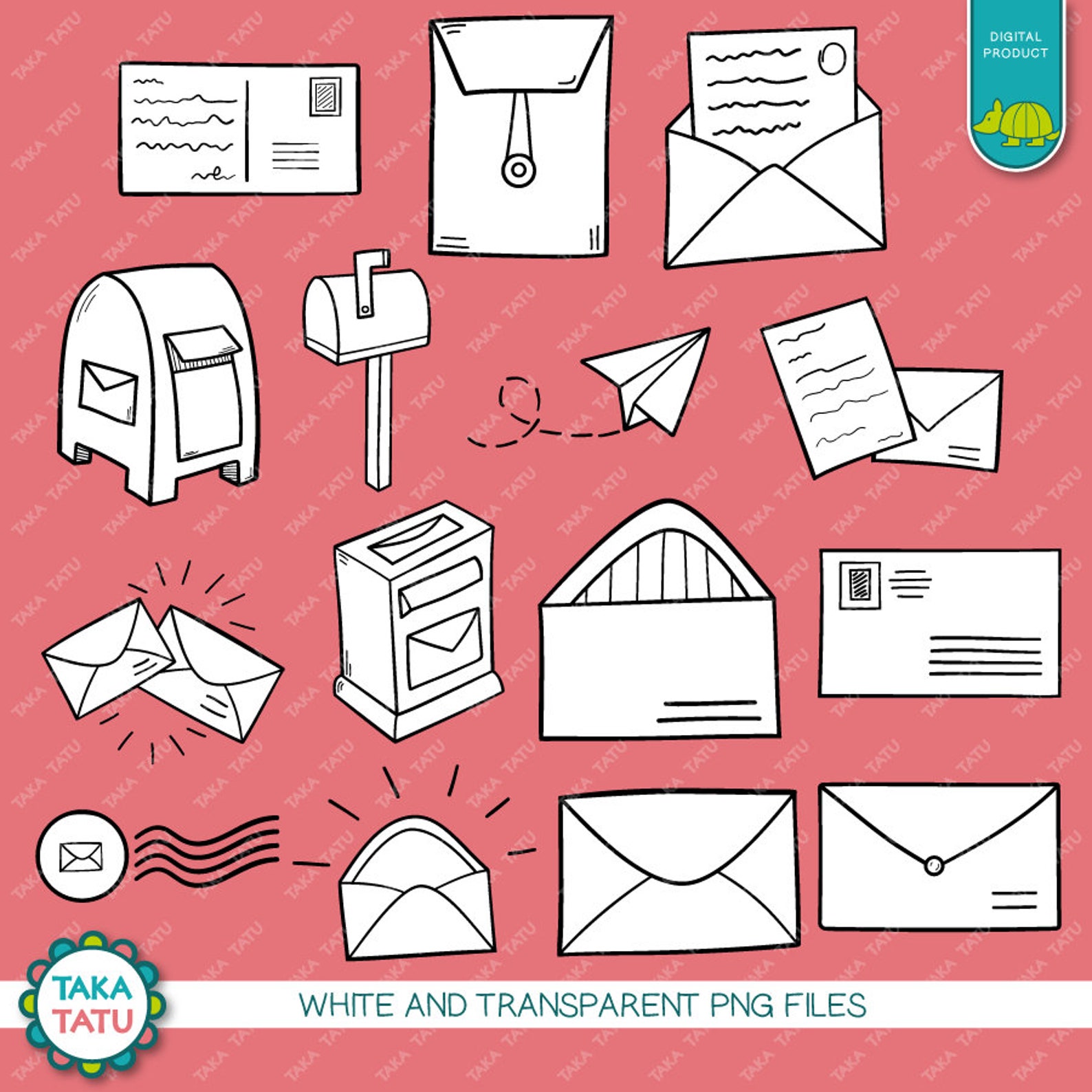 Air Mail Digital Stamp Air Mail Clipart / Mail Doodles | Etsy