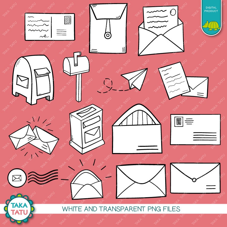 Air Mail Digital Stamp Air Mail Clipart / Mail Doodles | Etsy
