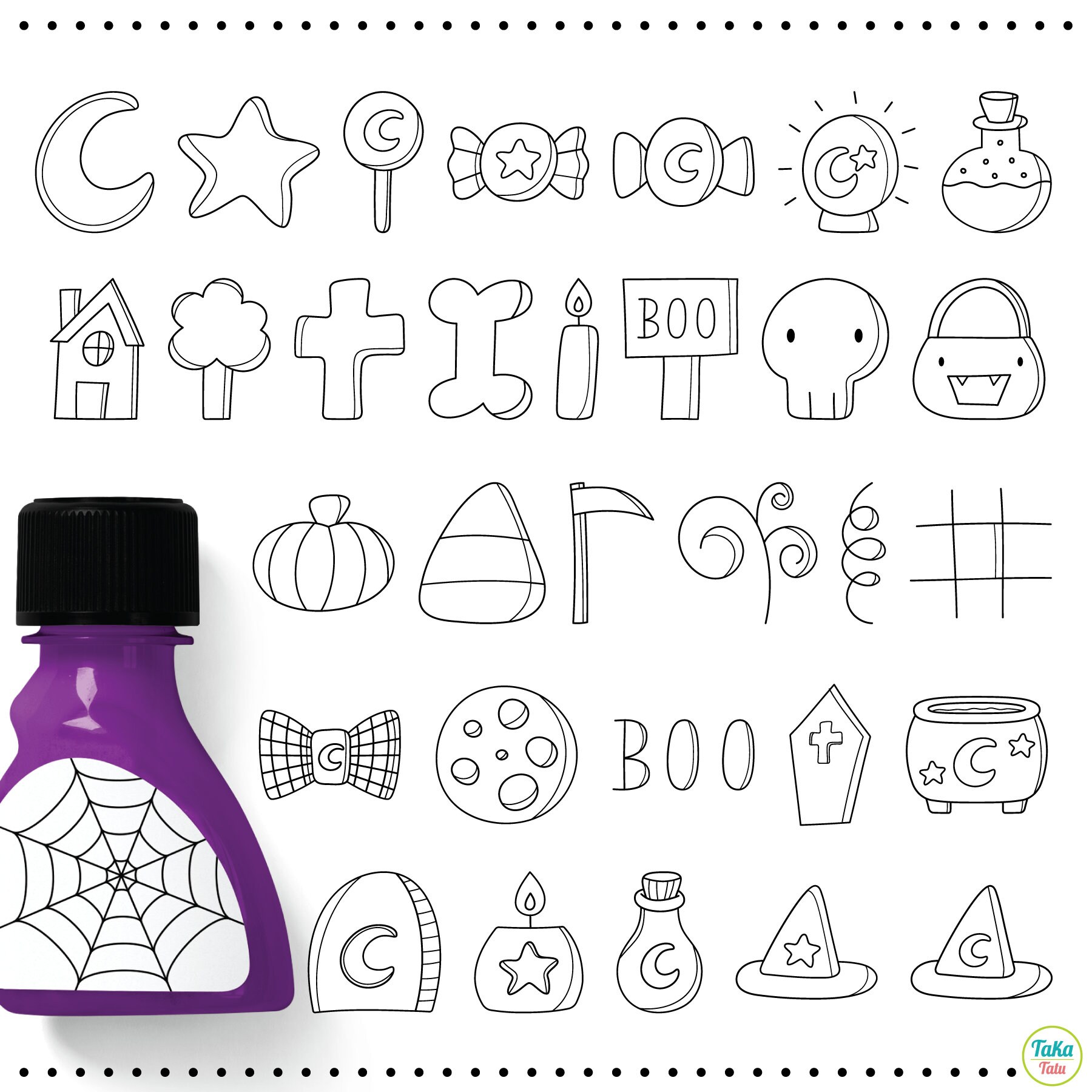 Cute Halloween Digital Stamp - Halloween Clipart / Halloween Doodles ...
