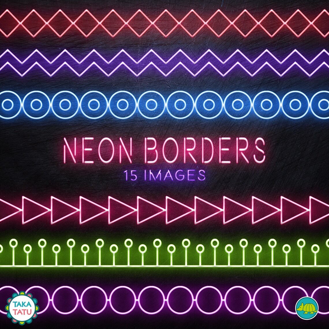 Neon Borders Clipart - Neon Clipart / Neon Lights / Neon Digital ...