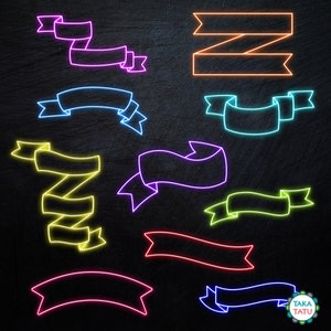 NEON BANNERS Clipart - Neon Digital Illustration / Neon Lights / Neon ...