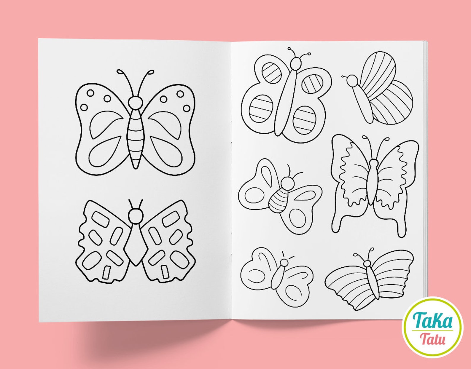 Butterfly Doodles Digital Stamp Black and White Clipart / - Etsy
