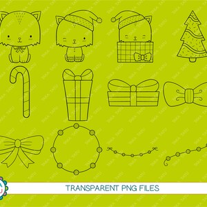 Christmas Cat Digital Stamp - Christmas Clipart / Cat Clipart / Cute ...