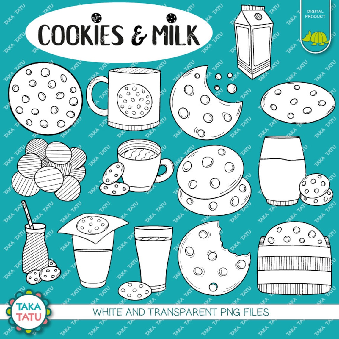 Cookies and Milk Digital Stamp Cookies Clipart / Milk and | Etsy