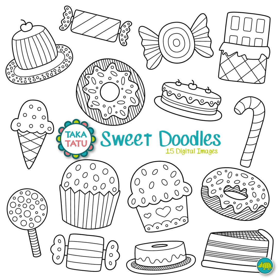 Sweet Doodles Digital Stamp Pack - Candy Clip Art / Sweets Clip Art ...