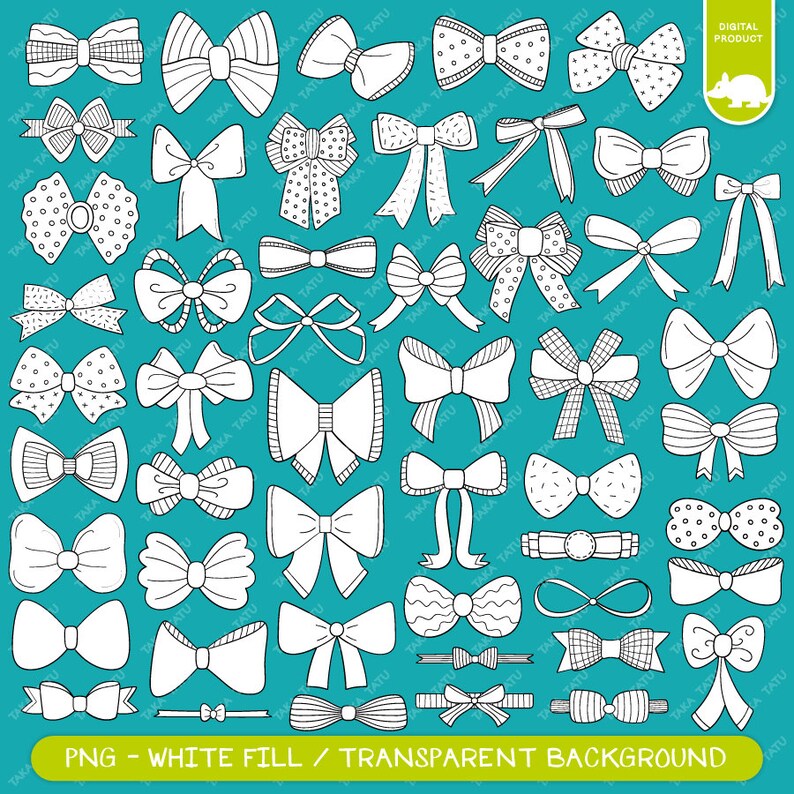 Bows Digital Stamp Bows Clipart / Ribbon Bow / Ribbon - Etsy