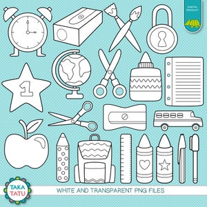 School Digital Stamp Pack - Back to School Clipart / School Clipart ...