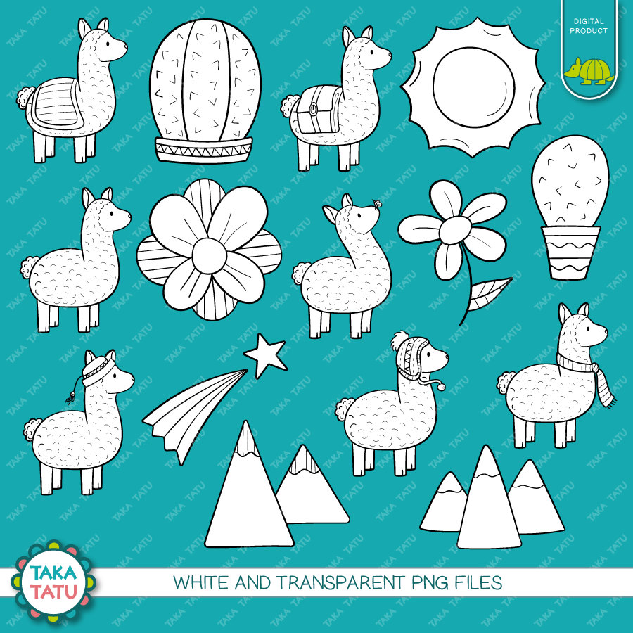 Llama Stamps Llama Clipart / Llama Digital Stamp / Llama | Etsy