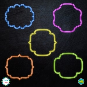 Neon Frames Digital Clipart Set - Neon Clipart / Simple Frames Clipart ...