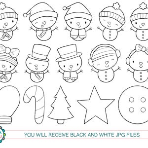 Snowman Stamp - Snowman Clipart / Snowman Doodles / Cute Winter ...