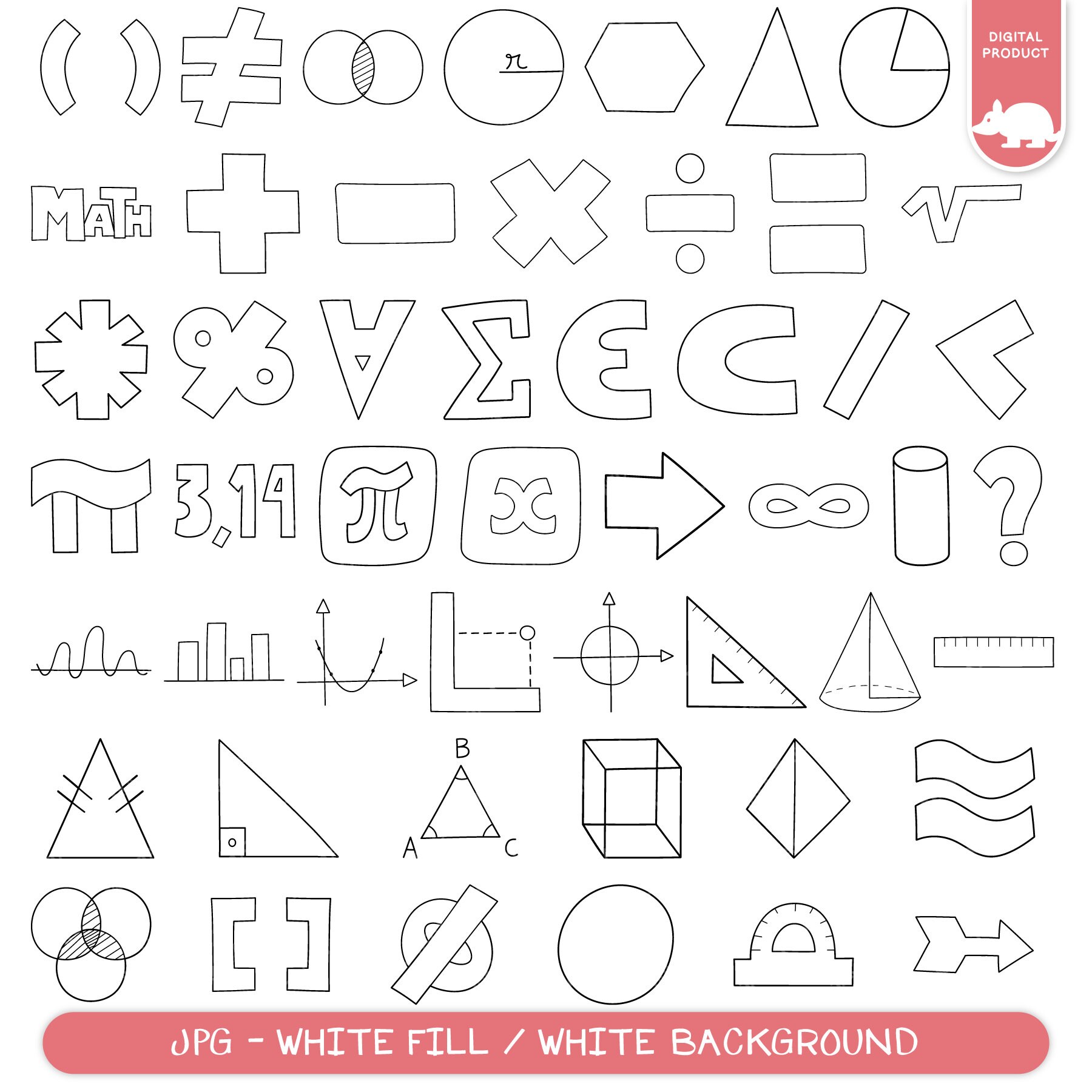 Math Doodles Digital Stamp Math Clipart / Hand Drawn Math | Etsy