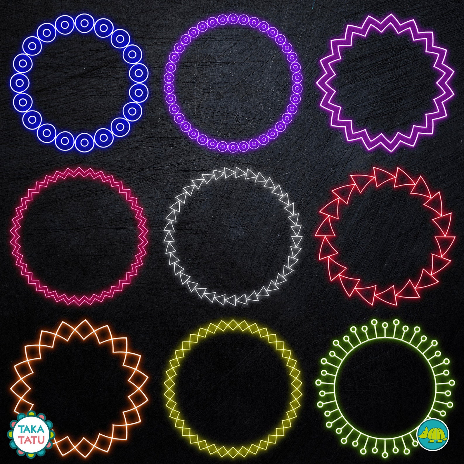 Neon Frames Clipart Set Neon Bright Overlay / Neon Light | Etsy