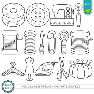 Sewing Time Digital Stamp Pack - Sewing Clipart / Fashion Clipart ...