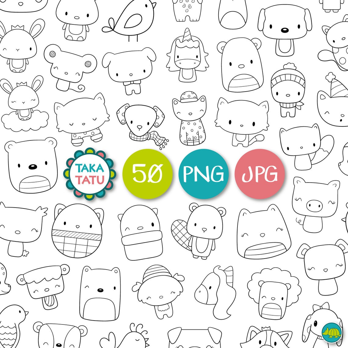 Cute Animals Clipart - Animal Doodles Digital Stamp / Cute Zoo ...