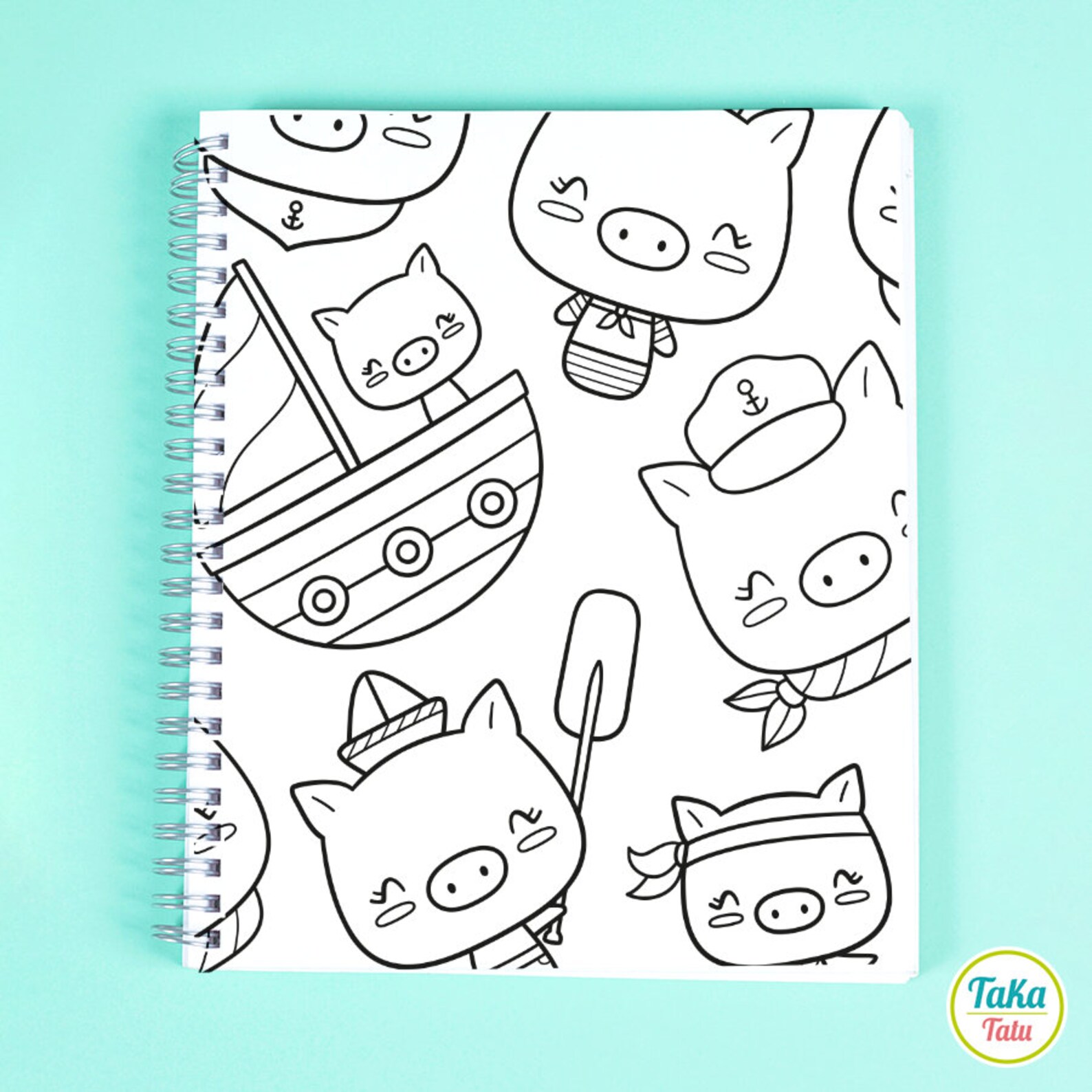 Sailor Pigs Digi Stamp - Cute Pigs Clipart / Black and White Pig ...