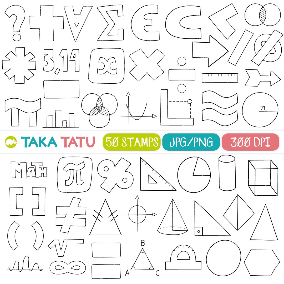 Math Doodles Digital Stamp - Math Clipart / Hand Drawn Math Clipart ...