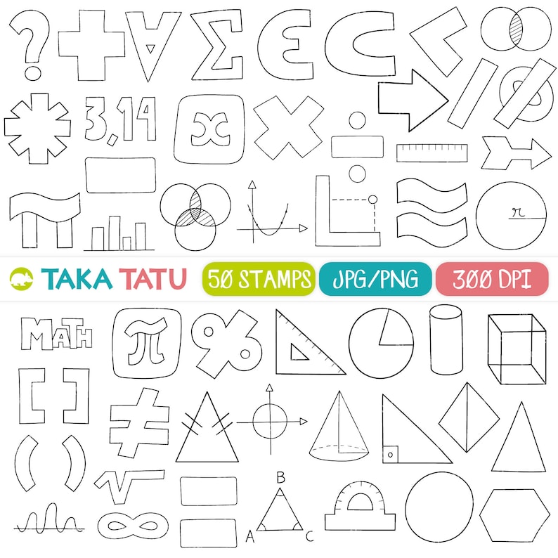 Math Doodles Digital Stamp Math Clipart / Hand Drawn Math | Etsy