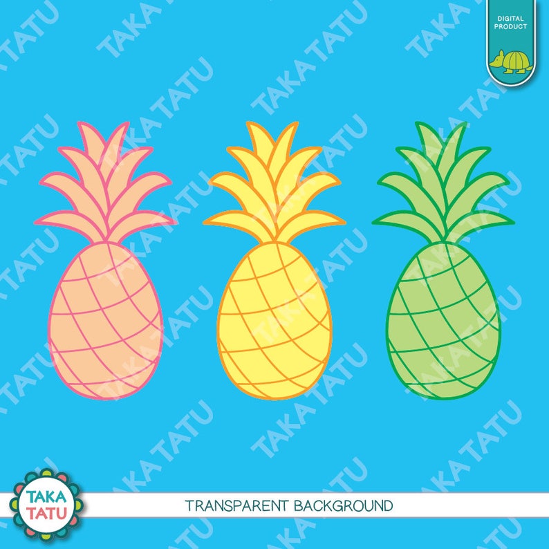 Pineapple Rainbow Clipart Pineapple Clipart / Colorful | Etsy