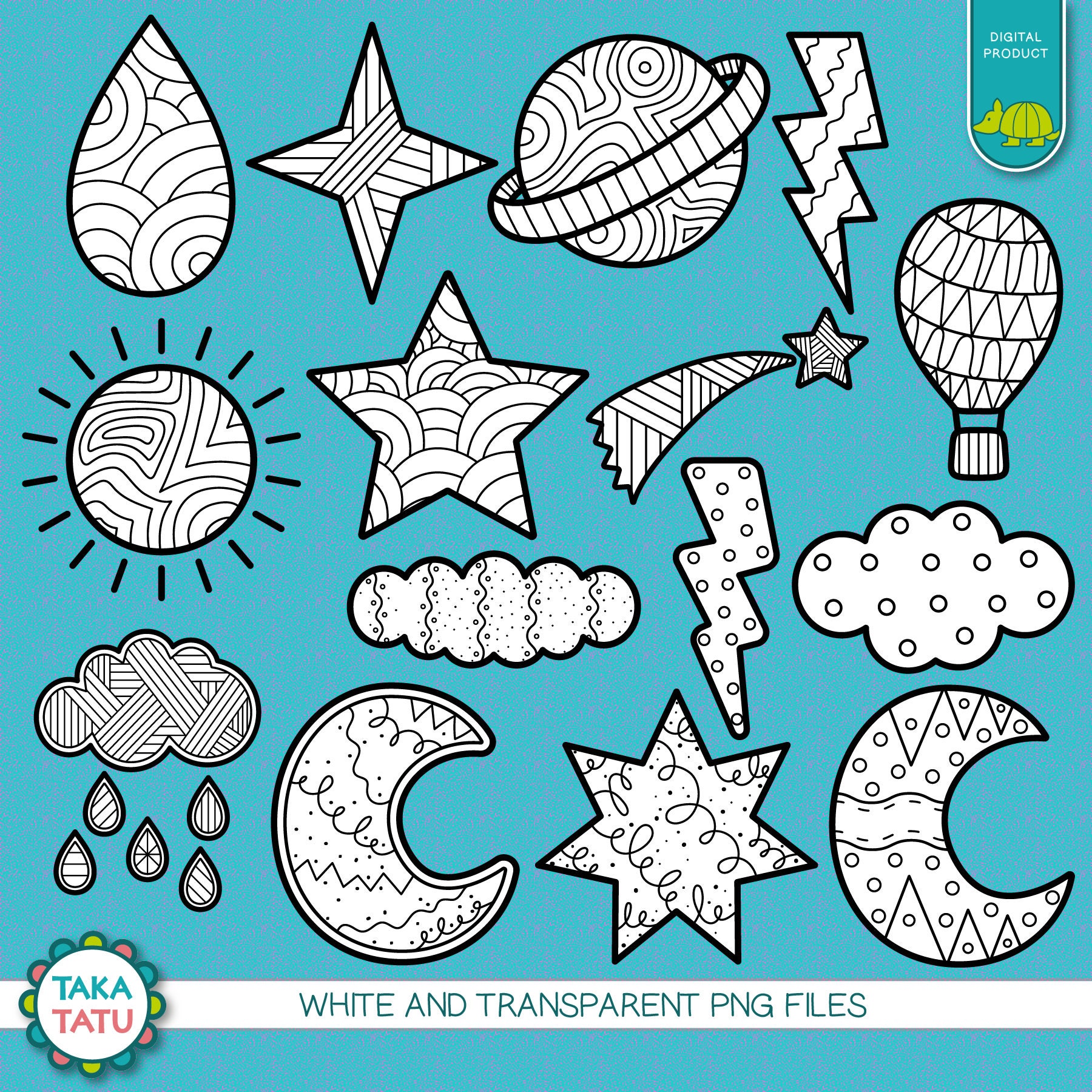 Sky Doodles Digital Stamp Sky Doodles Clipart / Hand Drawn - Etsy Canada