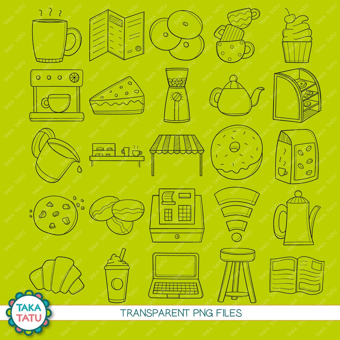 Coffee Shop Clipart Set Pastries and Coffee Printable / - Etsy