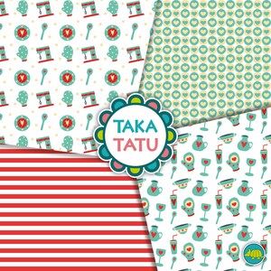 Lovely Kitchen Digital Paper Pack - Kitchen Patterns / Kitchen ...